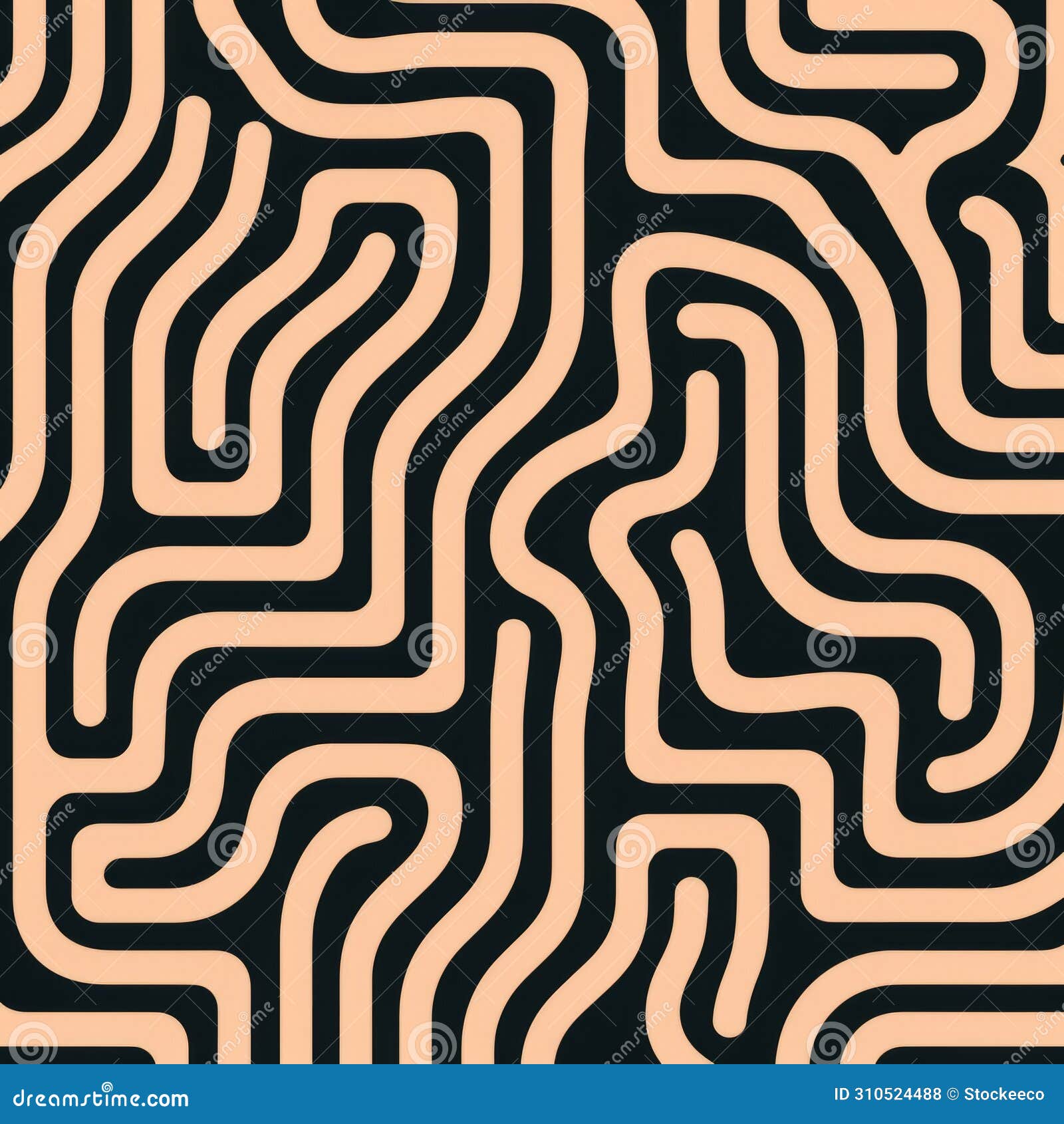 Dark Maze Pattern: Abstract Vector Illustration with Modern Minimal Design Stock Illustration ...