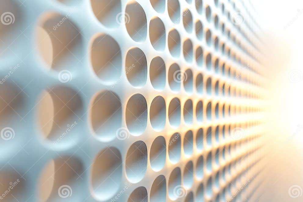 Abstract Background Featuring White Perforated Metal Surface with ...