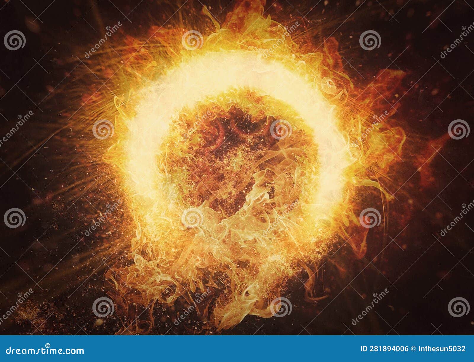 Abstract Background of Fiery Explosion in the Shape of Fire Stock Photo ...