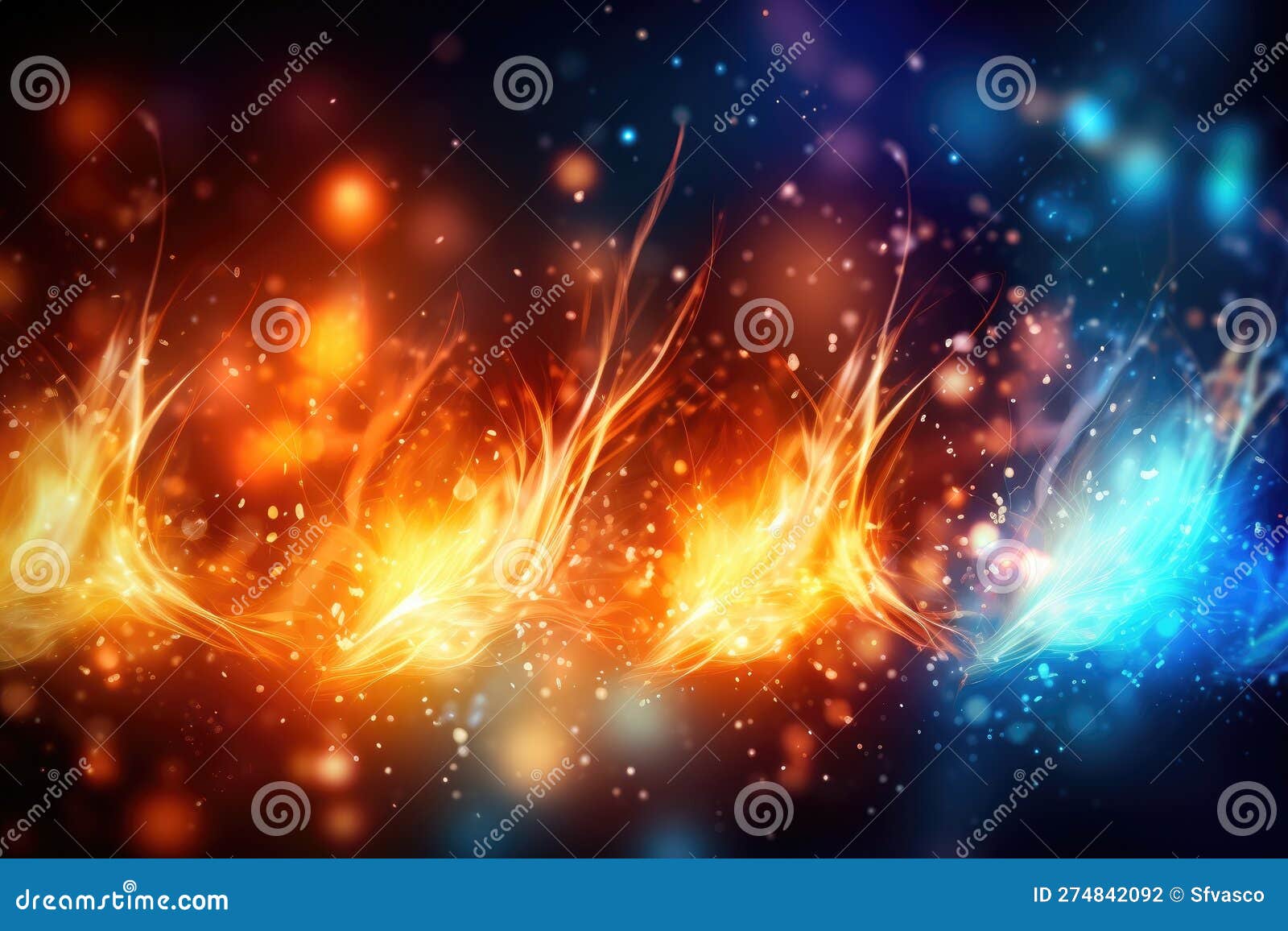 Abstract Background with Fire and Flames Effects and Bokeh Multi Color ...