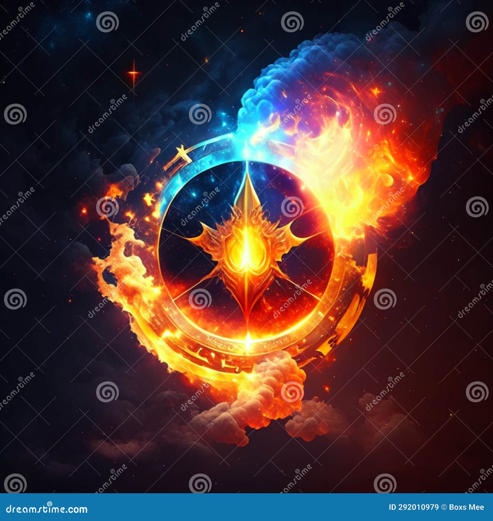 Abstract Background with Fire and Stars. Vector Illustration. Eps 10 ...