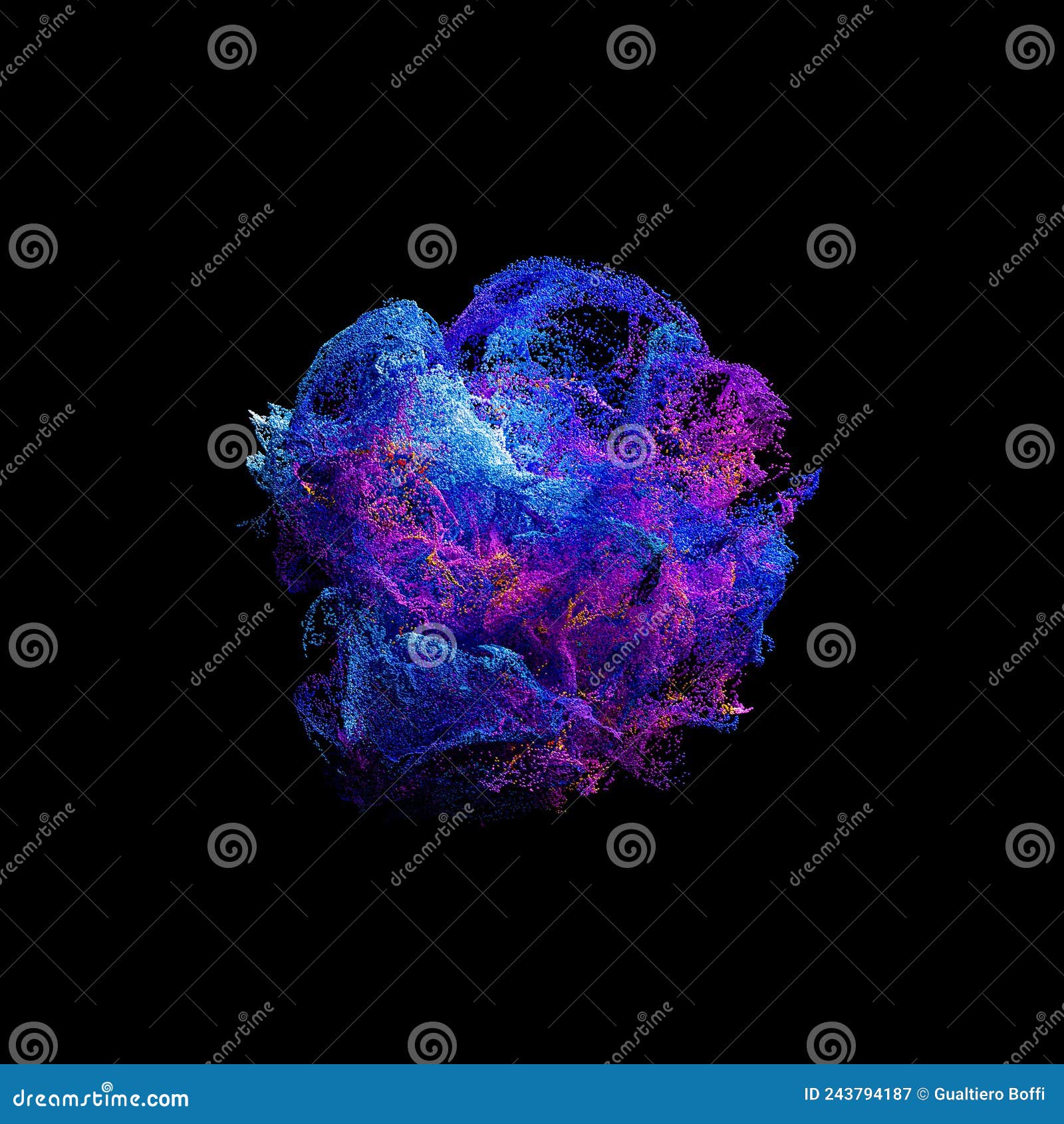 Abstract Background of Floating Shapes in Small Spheres on Black Stock ...