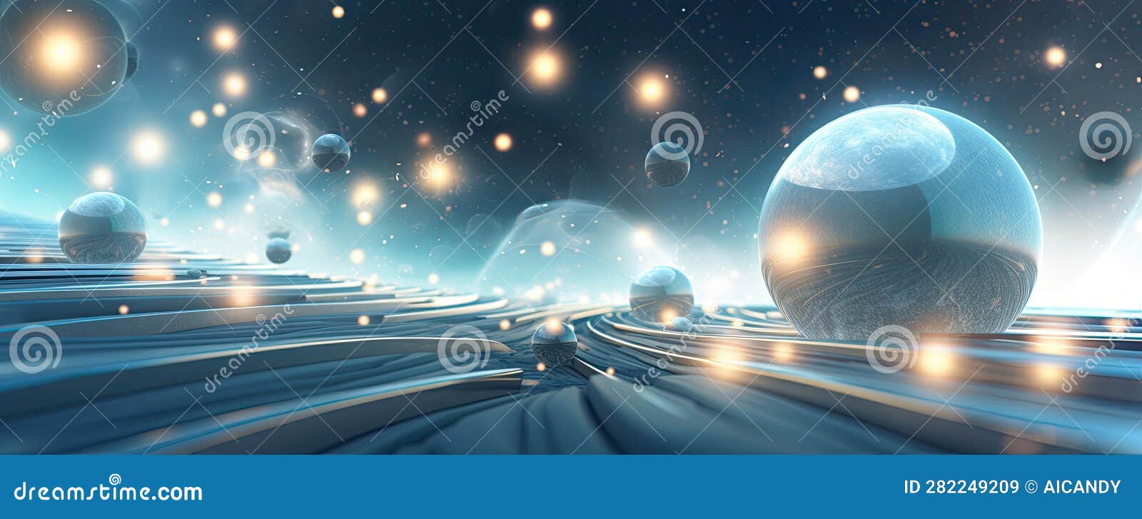 Abstract Background with Floating Spheres and Ethereal Elements ...