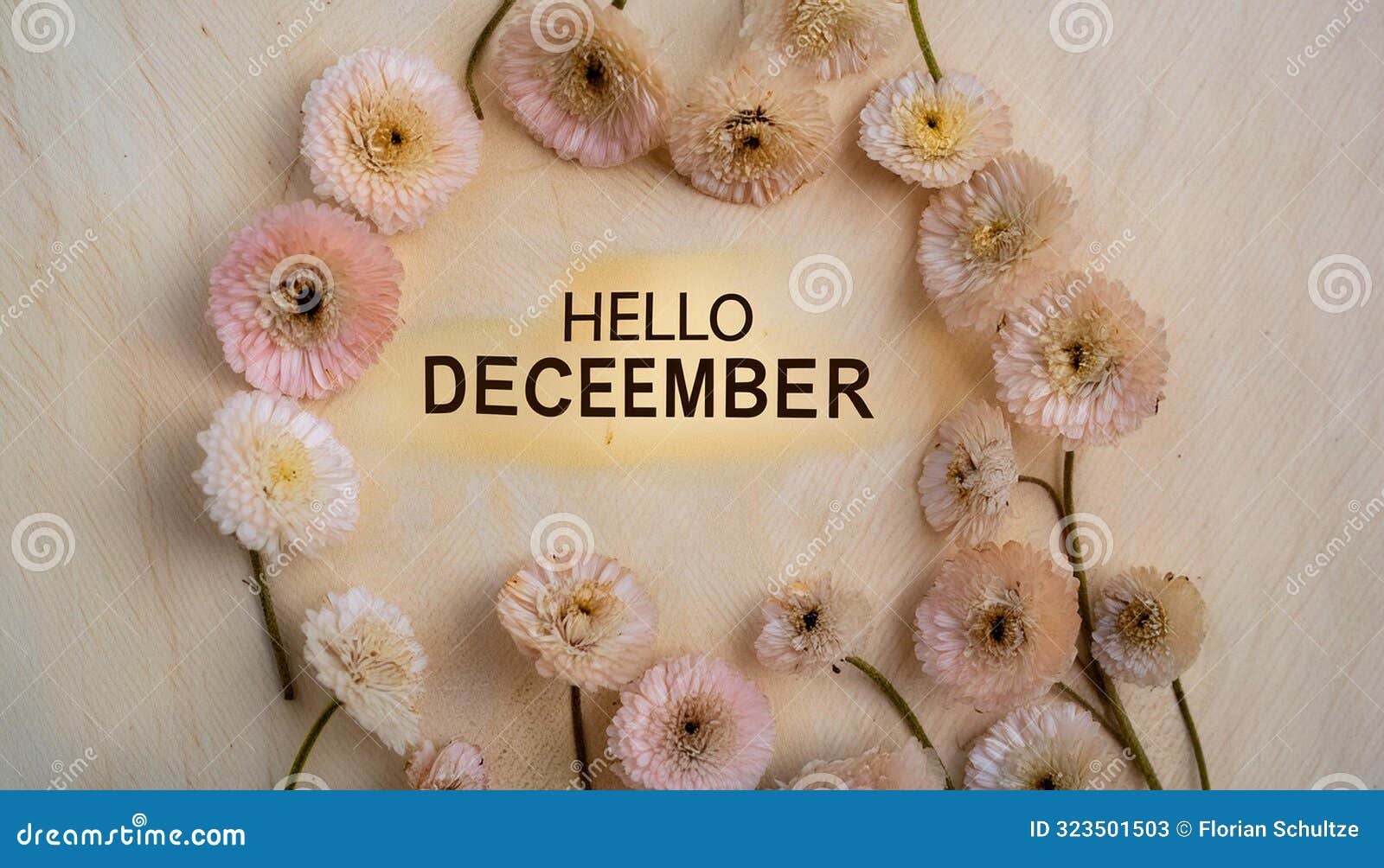 Abstract Background with Flowers Frame Around. Hello December - Modern ...