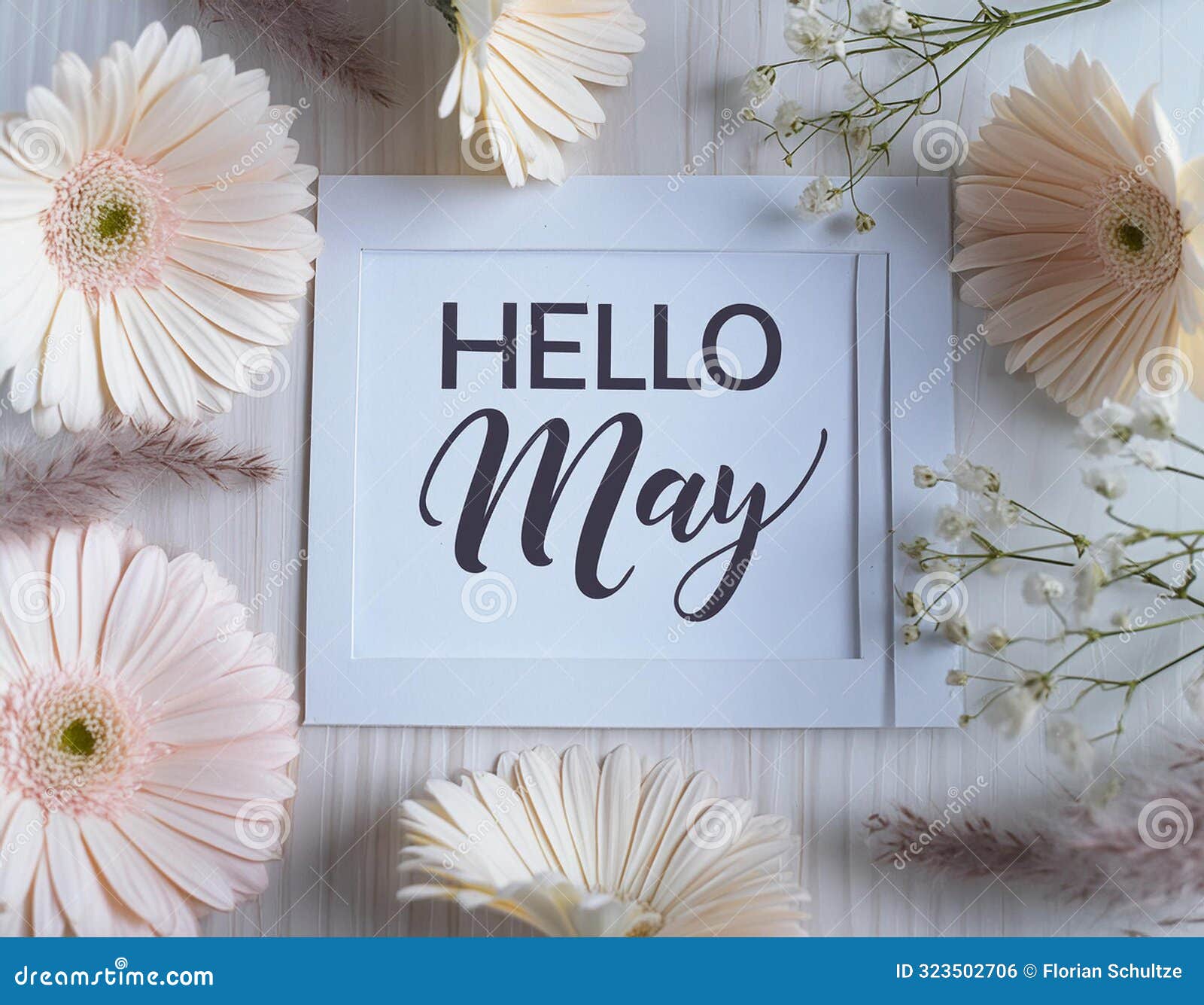 Abstract Background with Flowers Frame Around. Hello May - Modern ...