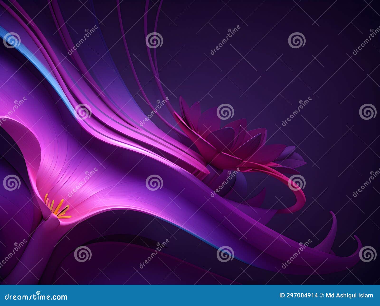 Abstract Background with Flowers and Waves. Vector Illustration Stock ...