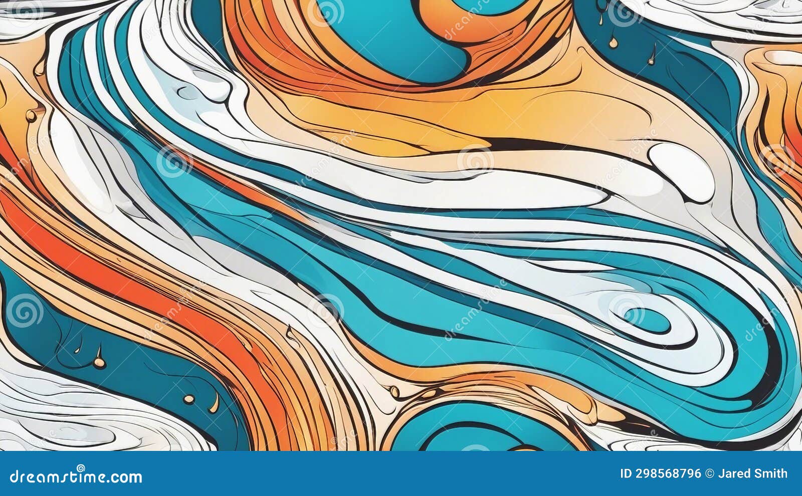 Abstract Background with Flowing Waves a Water Drops Illustration ...