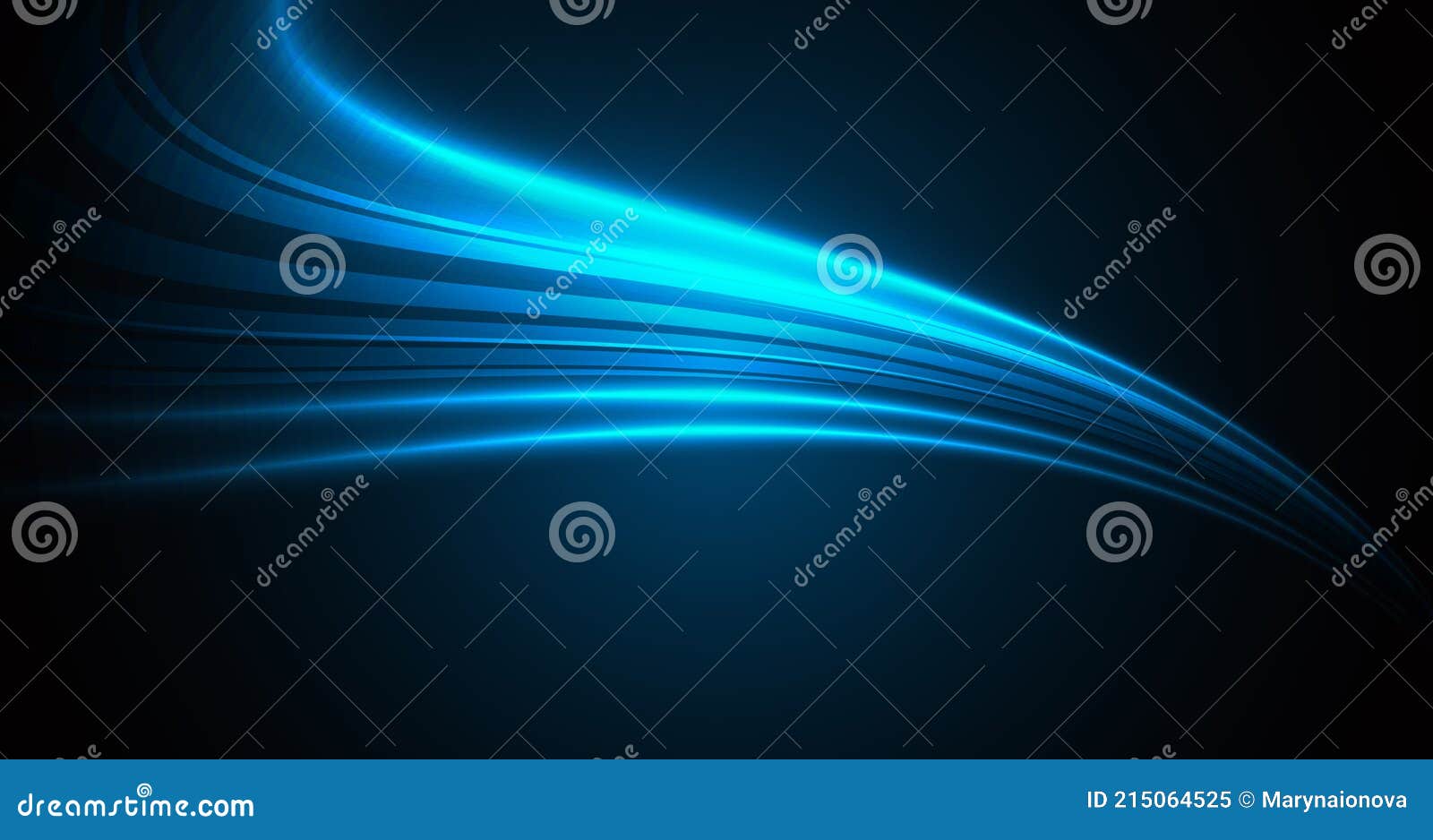Abstract Background of Fluid Blue Light Wave Disappear in Space on Dark ...