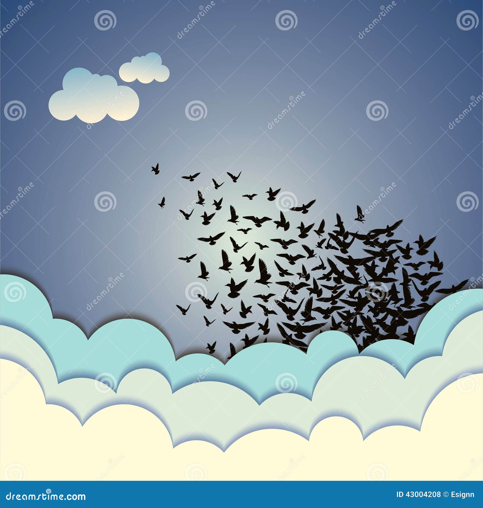 Abstract Background Flying Birds Illustration Stock Vector ...