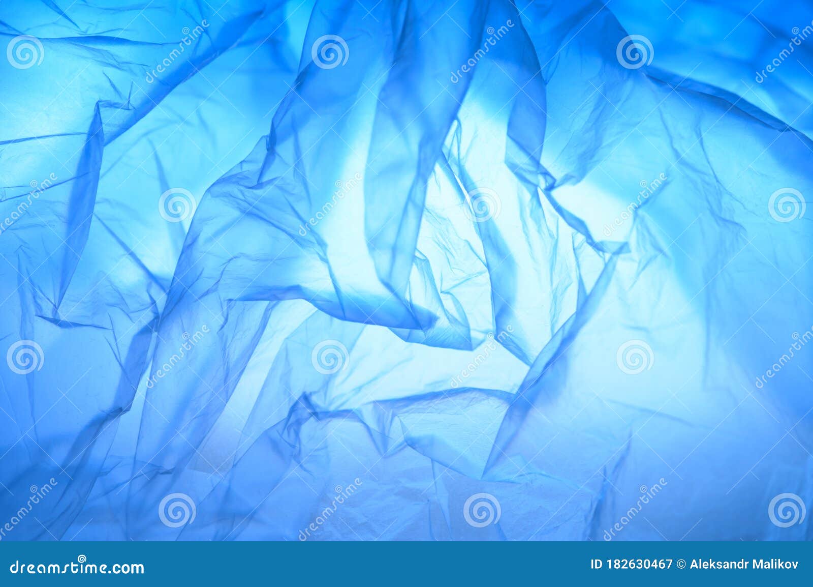 Abstract Background of Folds of Thin Plastic, Gradient Blue Color Stock ...