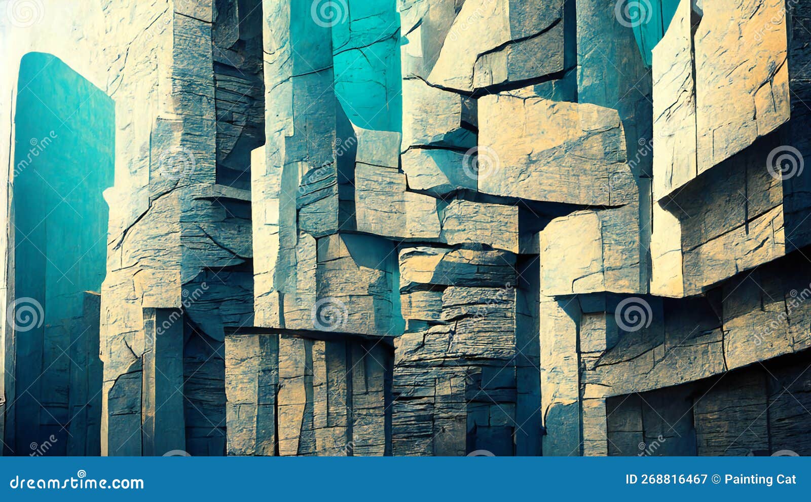 Abstract Background Formed from Blue 3d Blocks Future, Highly Detailed ...