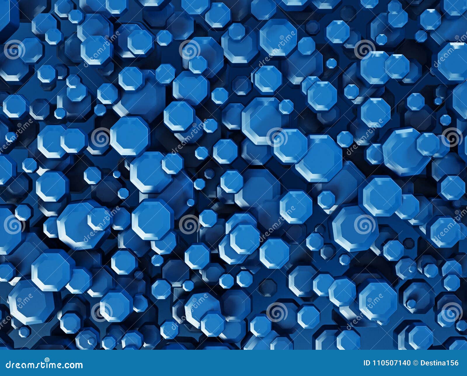 Abstract Background Formed with Blue Octagonal Shapes. 3D Illustration ...