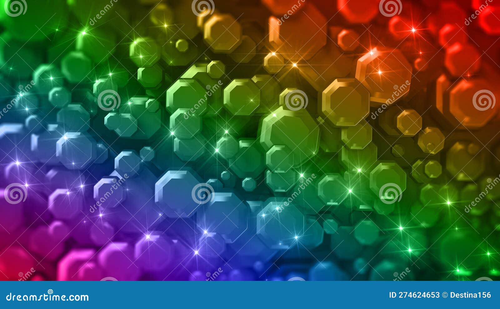 Abstract Background Formed with Red Octagonal Shapes. 3D Illustration ...