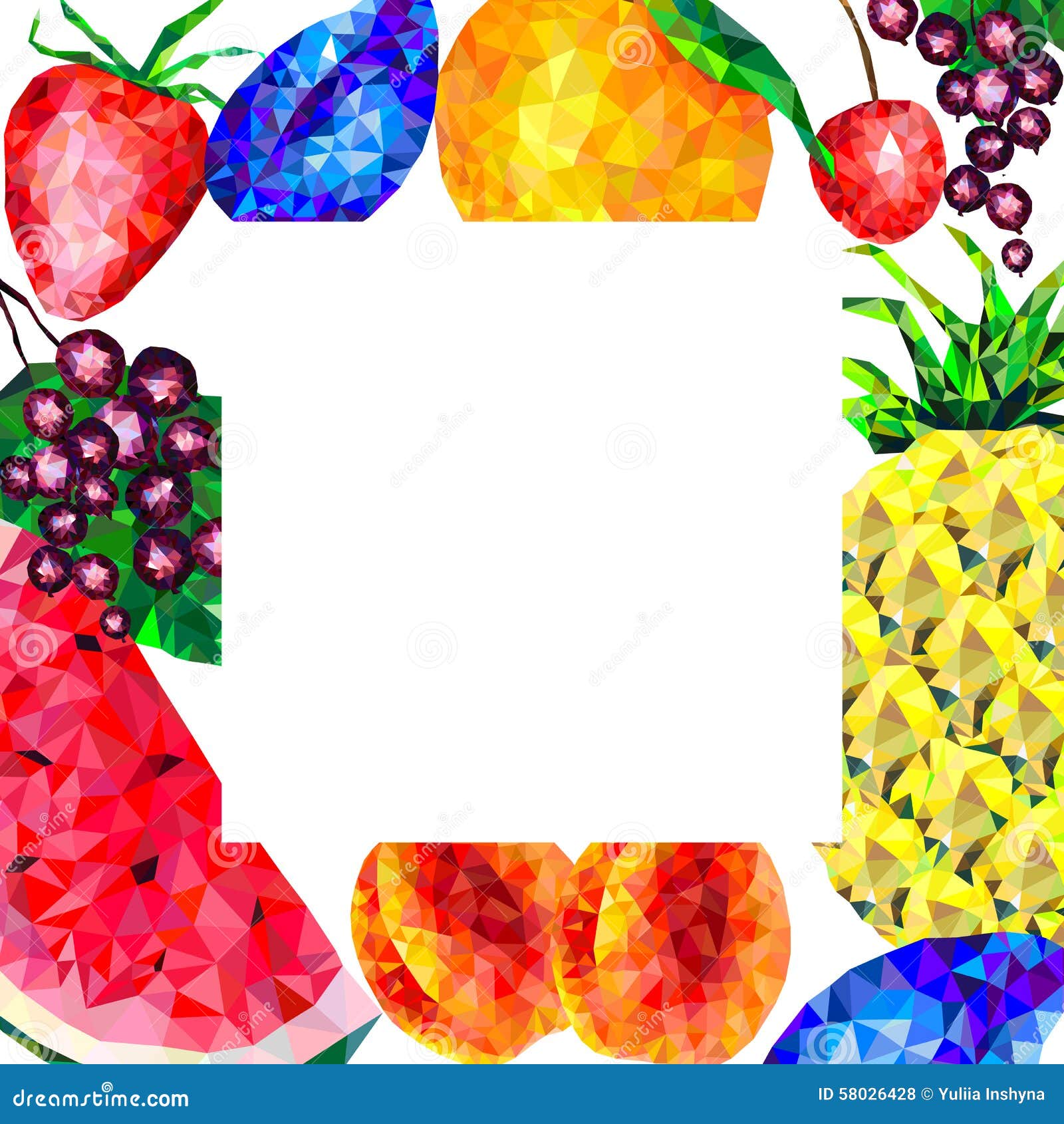 Abstract Background, Frame Fruit, Different Fruit Triangles Stock ...