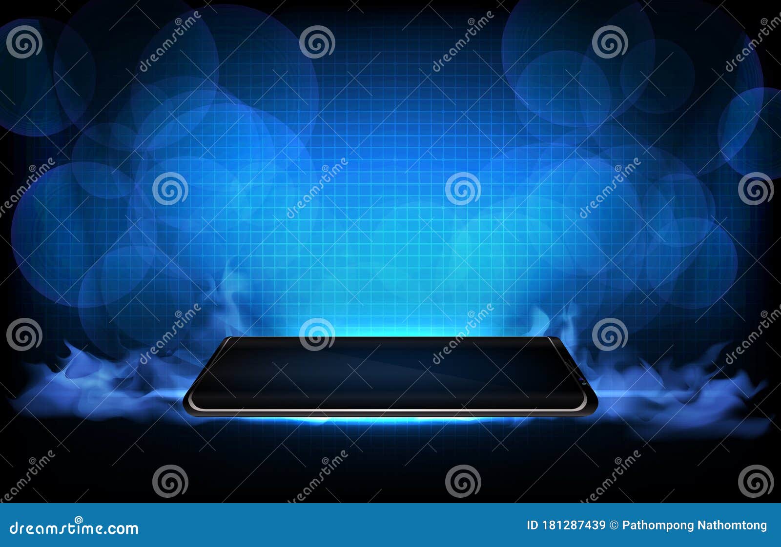 Background of Futuristic Technology Glowing Smart Mobile Phone with ...