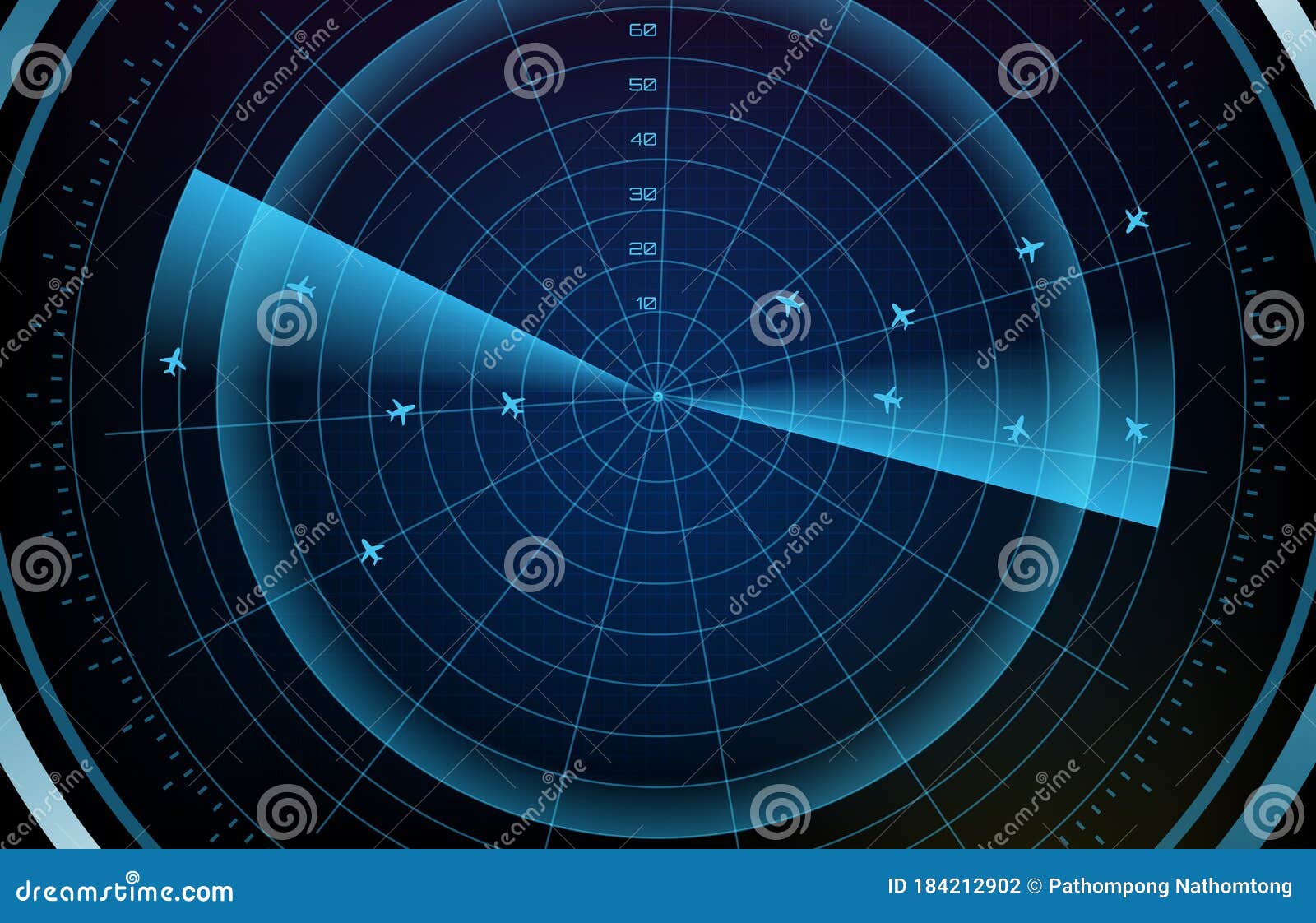 Background of Futuristic Technology Screen Scan Flight Radar Airplane ...