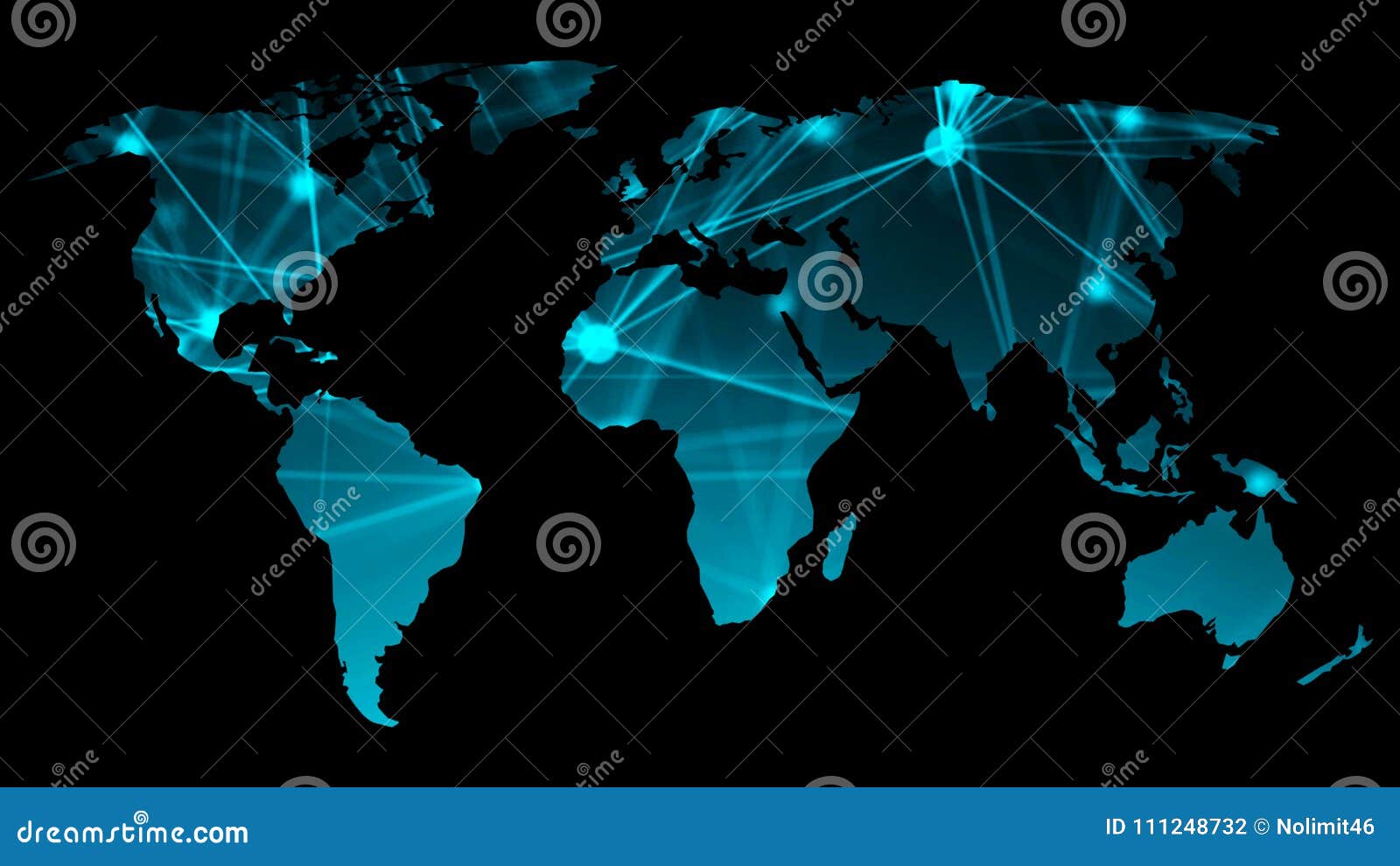 Abstract Background with Futuristic World Map. Technology Concept ...