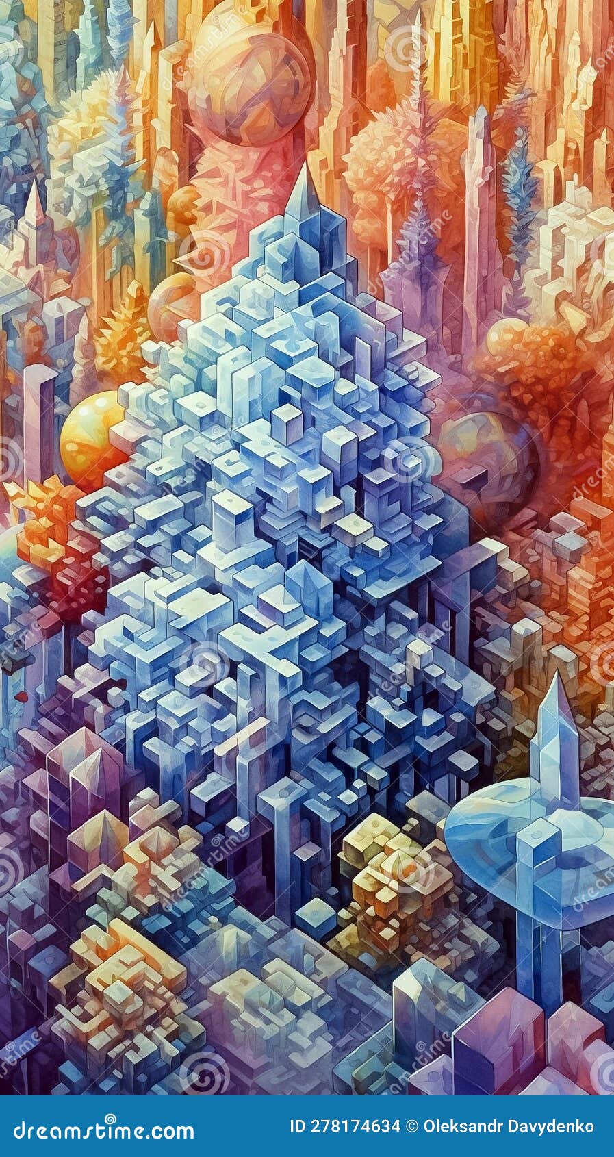 Abstract Background with Geometric Composition, Vertical Digital Art ...