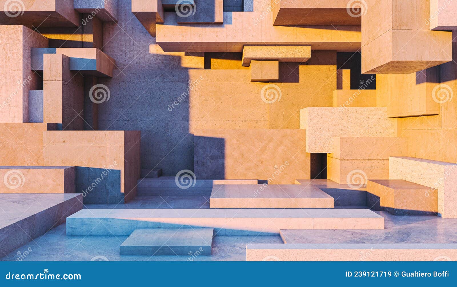 Abstract Background of Geometric Shapes in Concrete Stock Illustration ...