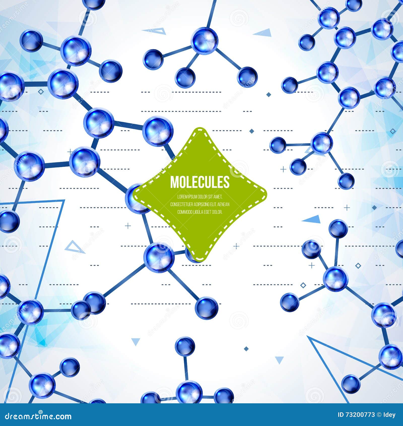 Abstract Background with Geometric Shapes. Molecules Design. Atoms ...