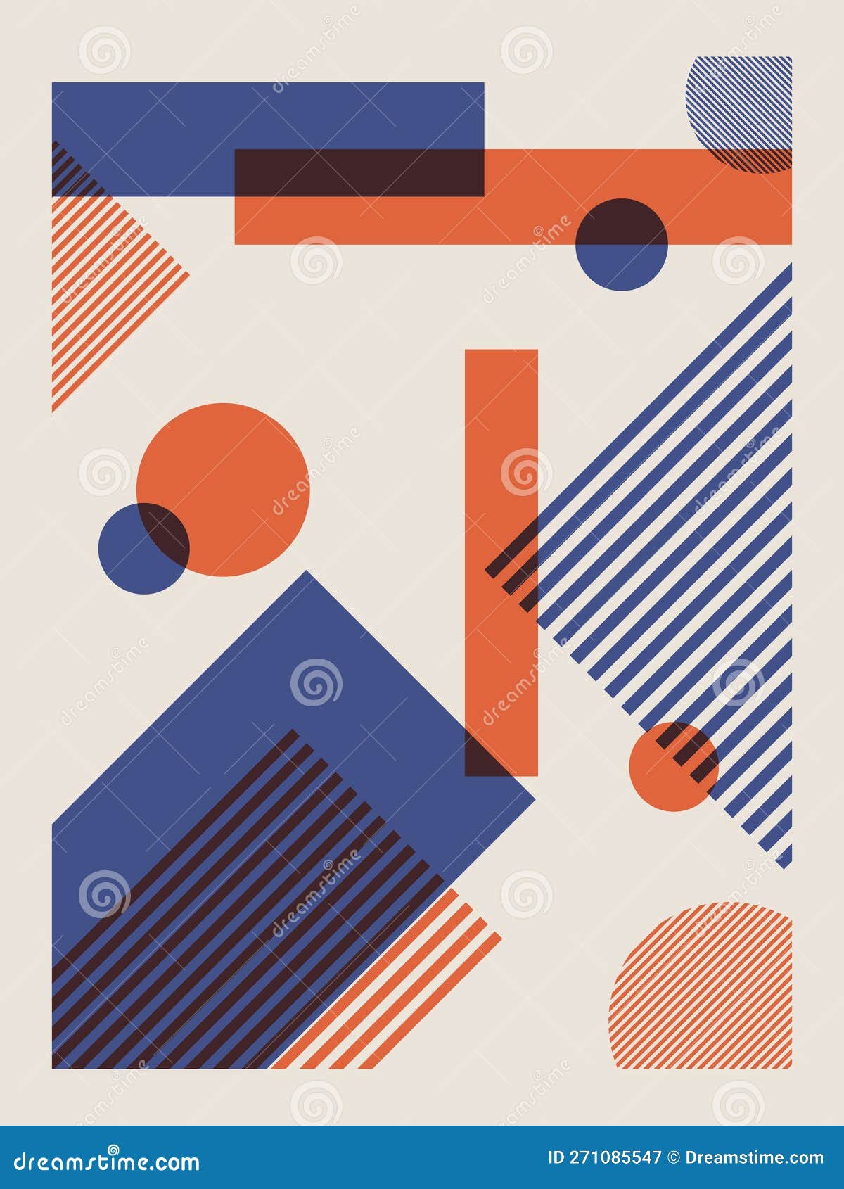 Abstract Background with Geometric Shapes. Vector Retro Banner in Avant ...