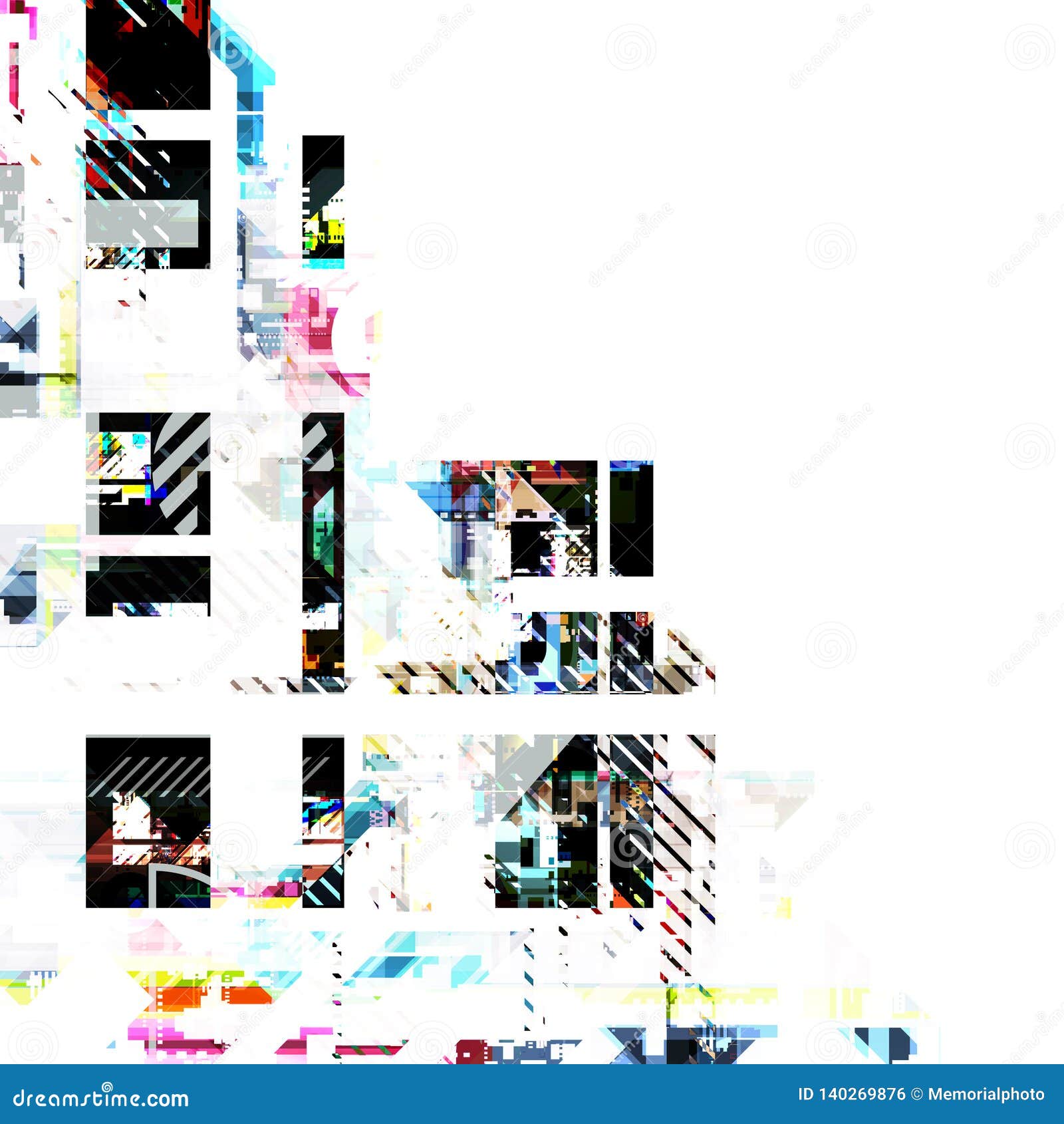 Technology Glitch Color Background With Grid Face On Black. AI ...