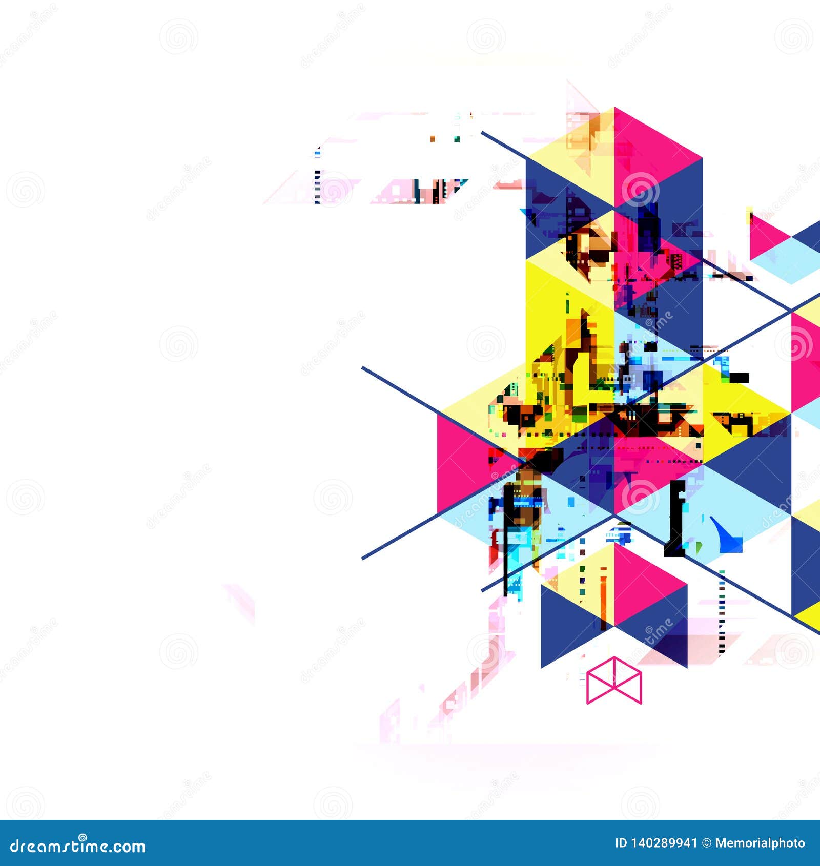 Technology Glitch Color Background With Grid Face On Black. AI ...