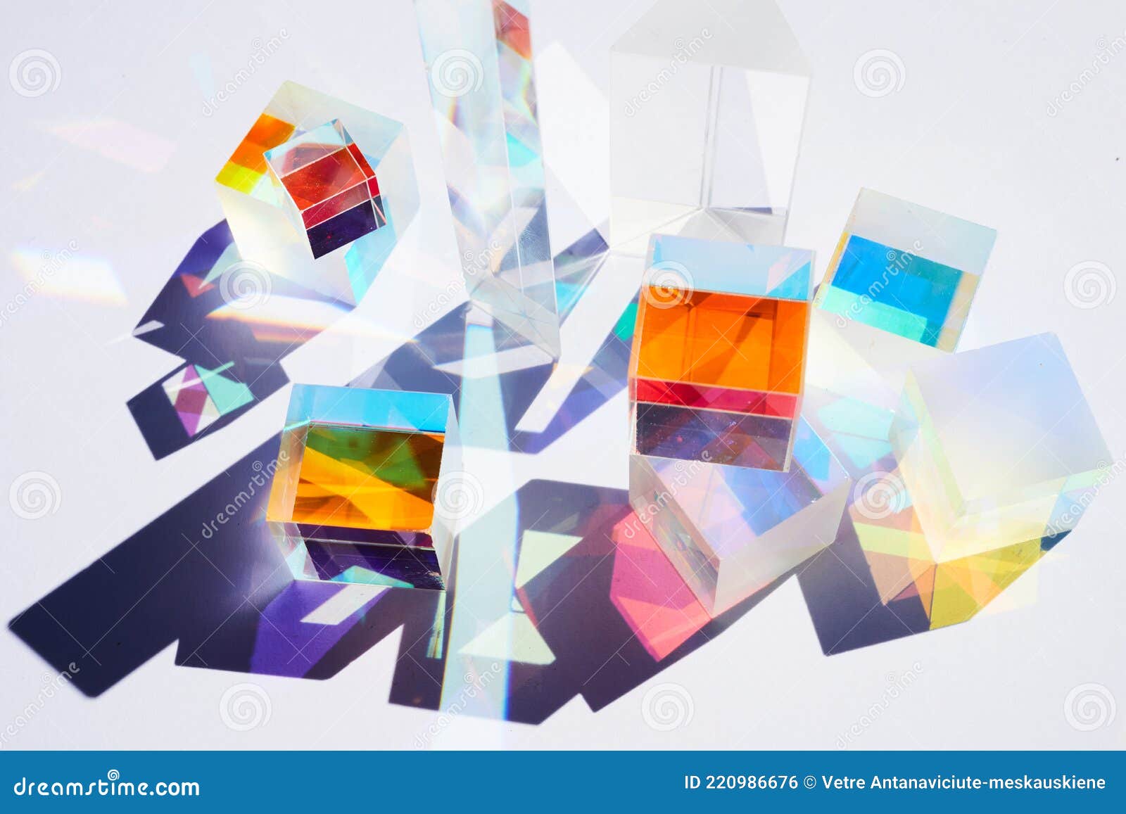 Abstract Background with Glass Geometric Figures Prisms with Light ...