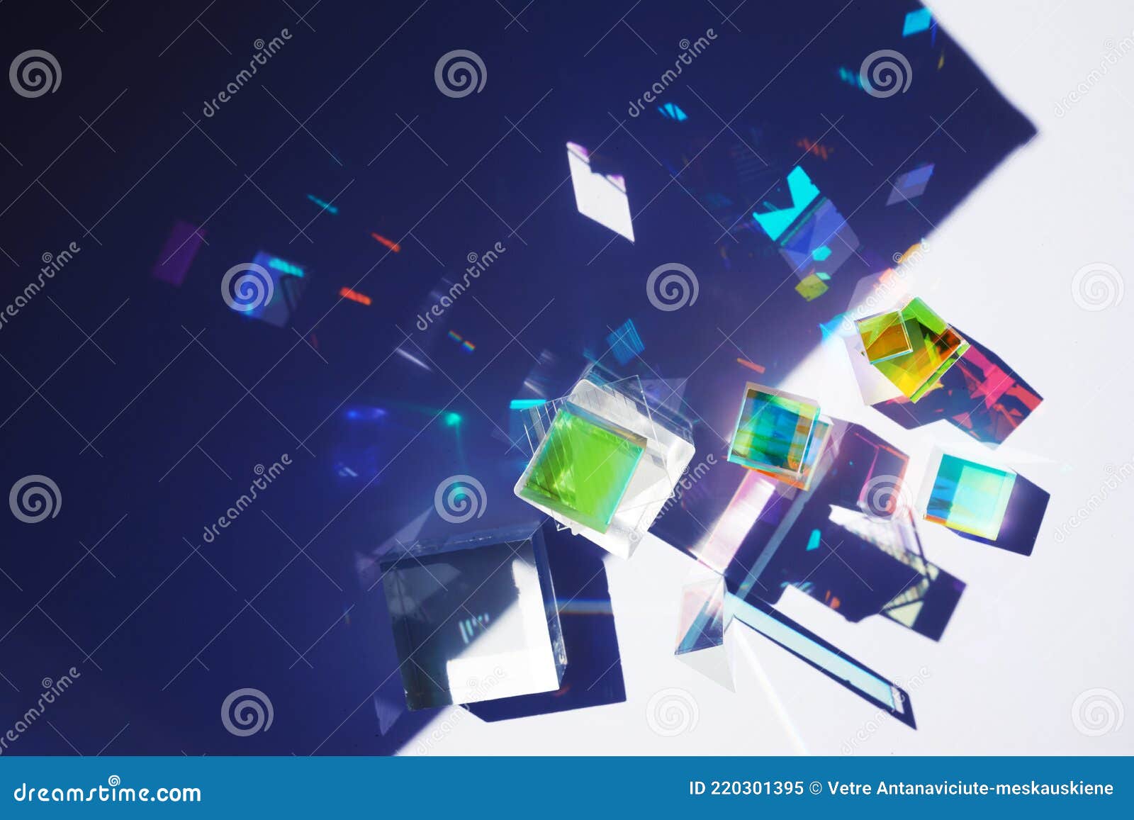 Abstract Background with Glass Geometric Figures Prisms with Light ...