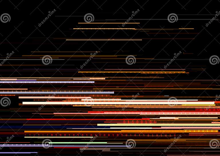 Abstract Background with Glitched Vertical Stripes, Stream Line Binary Code Background with Two ...