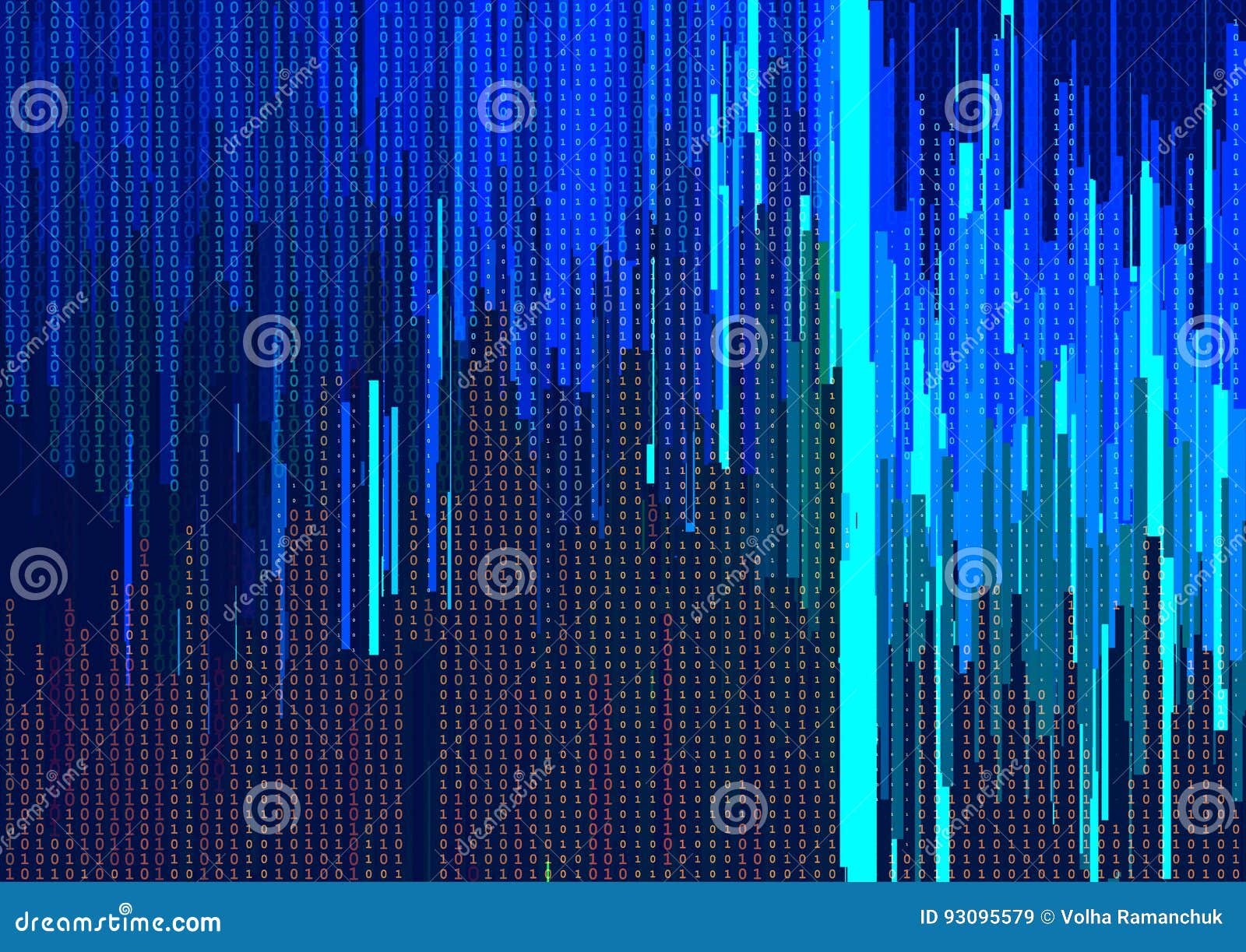 Abstract Background with Glitched Vertical Stripes, Stream Line Binary ...