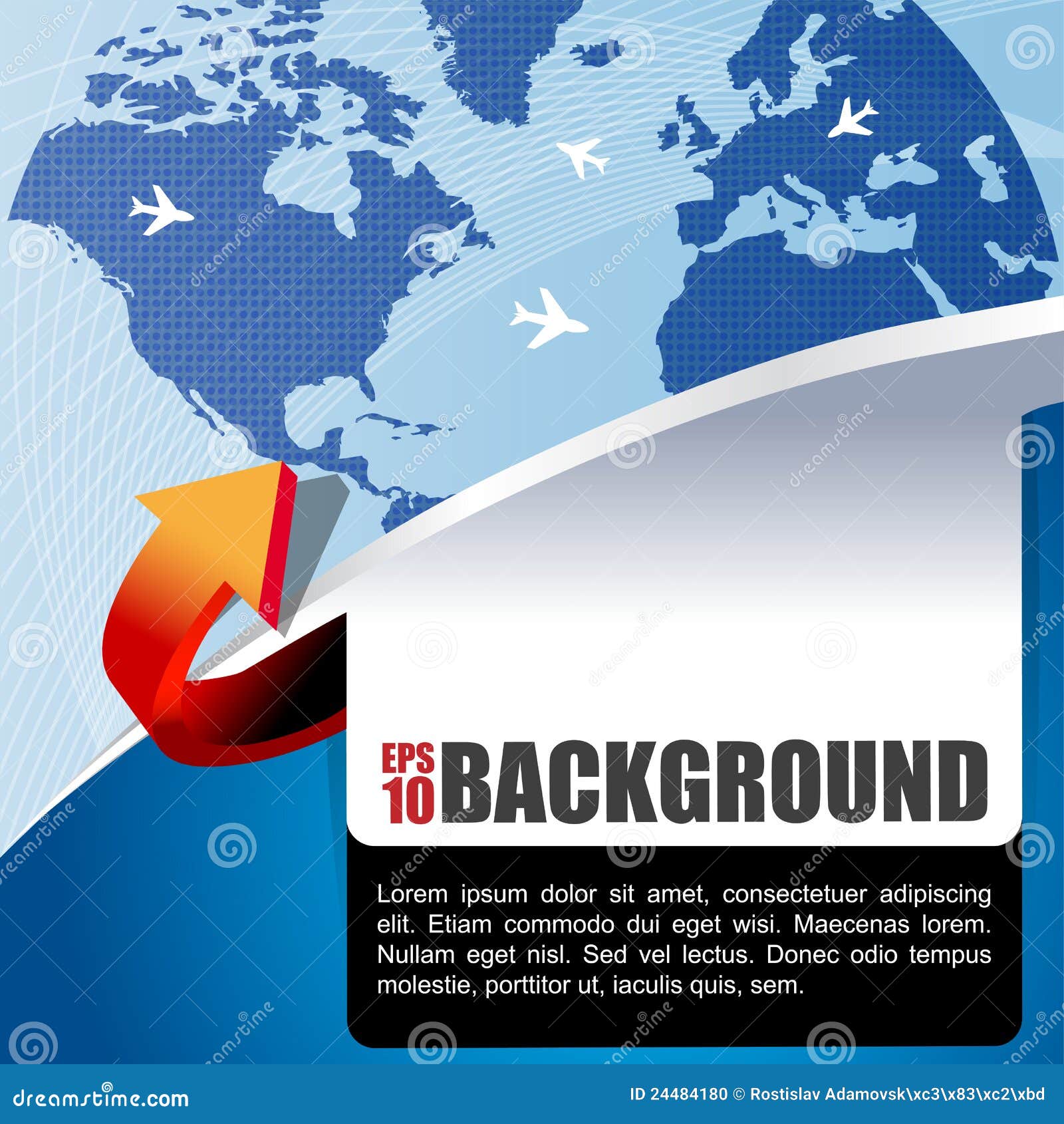 Abstract Background with Globe and Aircraft Stock Vector - Illustration ...