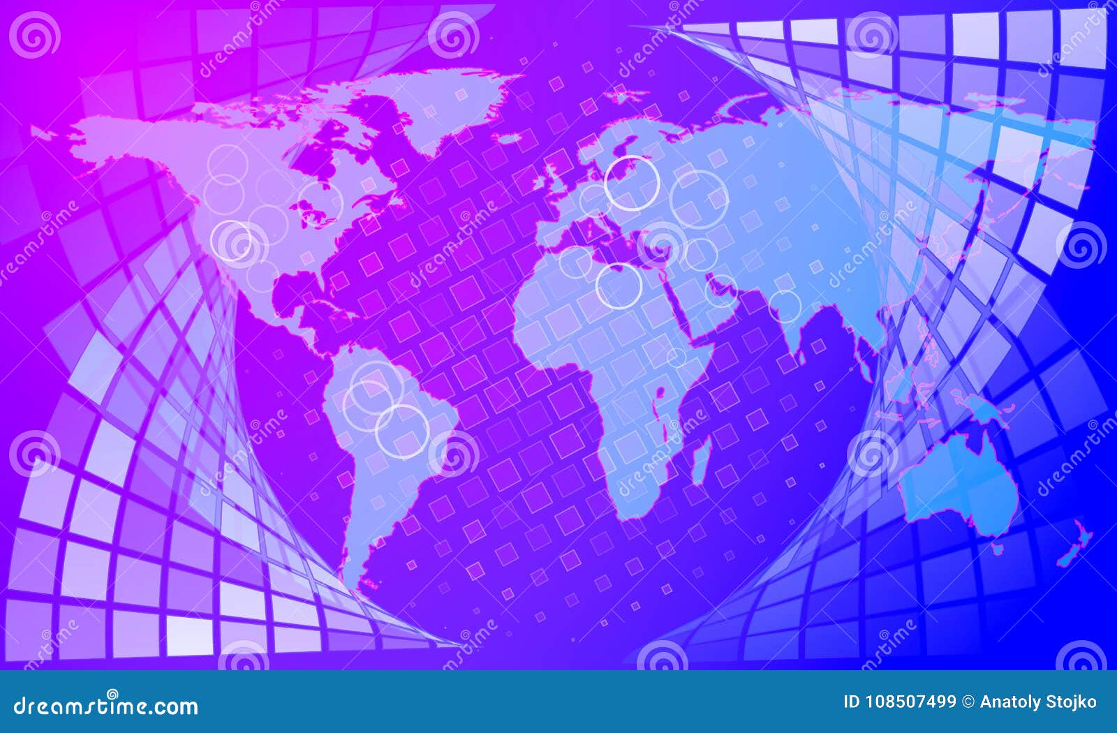 Abstract Background from Globe Map and Rectangle Mosaic. Stock Vector ...