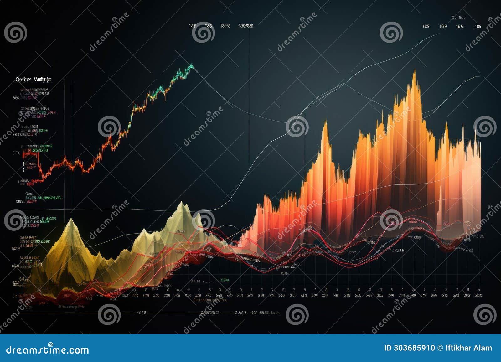 Abstract Background with a Glowing Forex Chart, 3d Render, Show a Stock ...