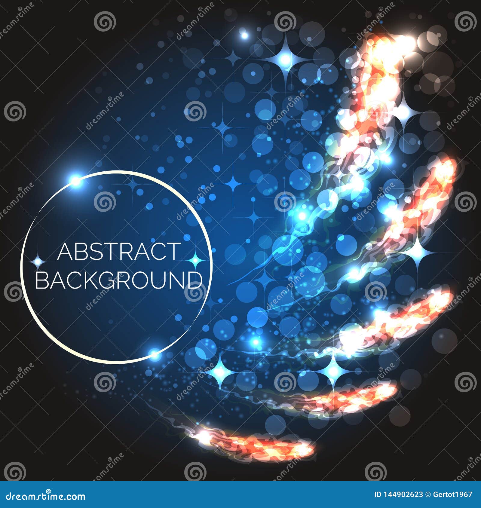 Abstract Background with Glowing Light Shapes Stock Illustration ...