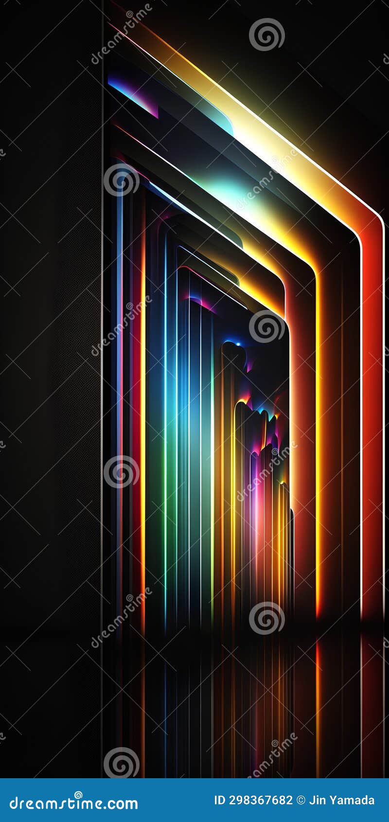 Abstract Background with Glowing Lines and Reflections. 3d Illustration ...