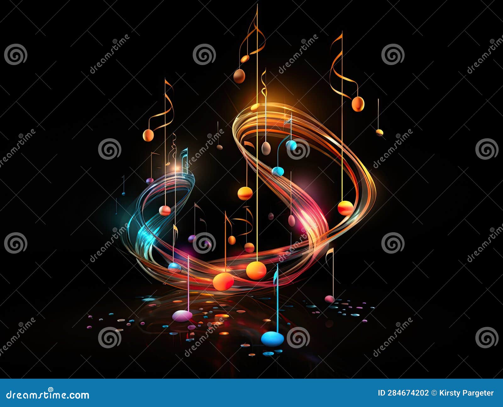 Abstract Background with Glowing Musical Notes Design Stock ...