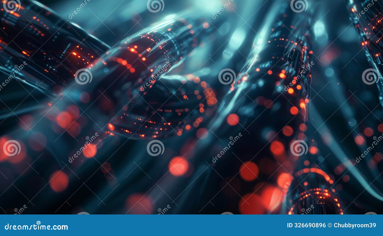 Abstract Background with Glowing Red and Blue Digital Data Streams ...