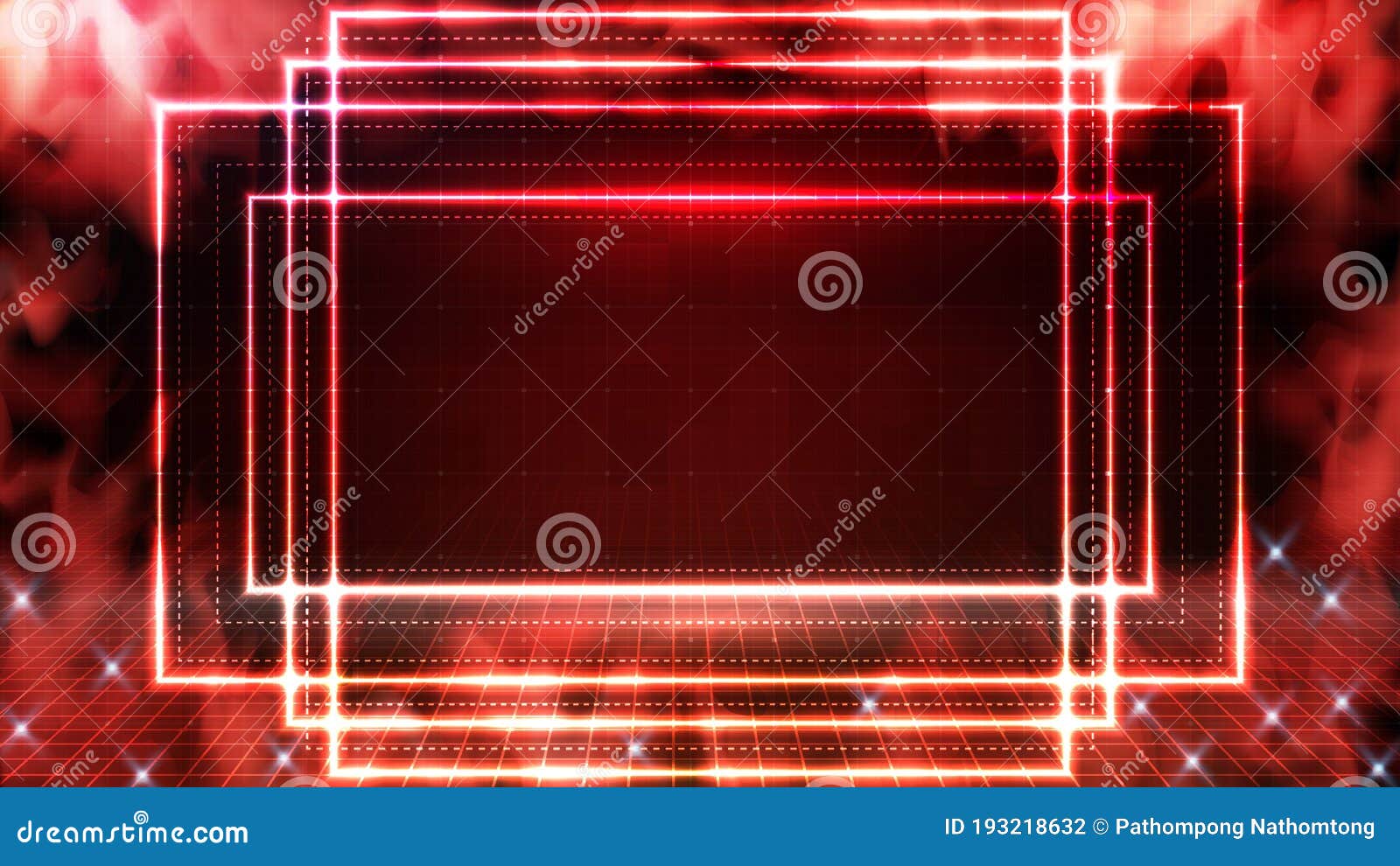 Background of Glowing Red Neon Frame and Smoke Stock Vector ...
