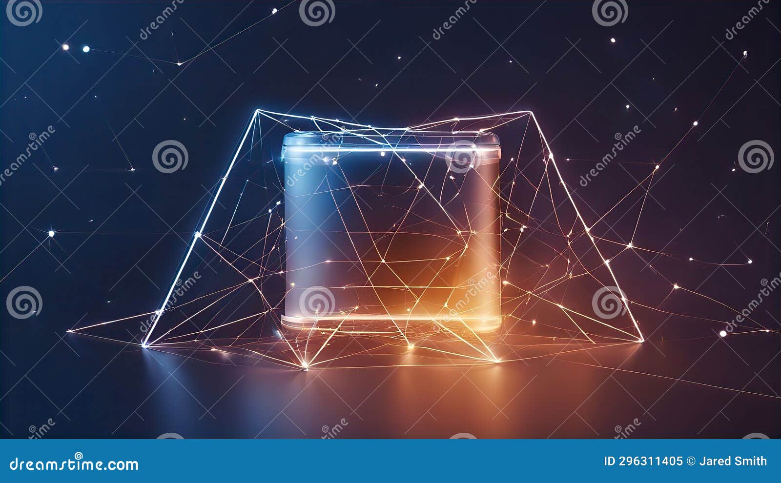 Abstract Background with Glowing Stars Abstract Battery Charging Icon Form Lines and Triangles ...