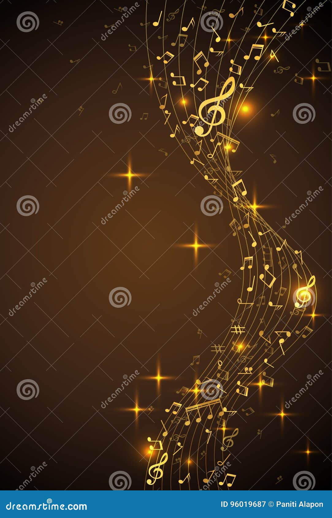 Abstract Background with Gold Color Music Notes Stock Vector ...
