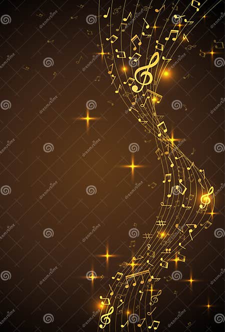 Abstract Background with Gold Color Music Notes Stock Vector ...