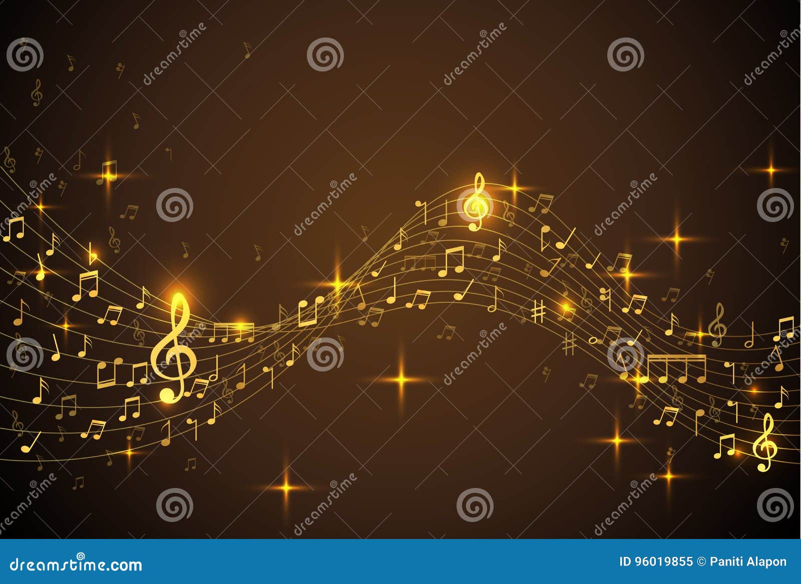 Abstract Background with Gold Color Music Notes Stock Vector ...
