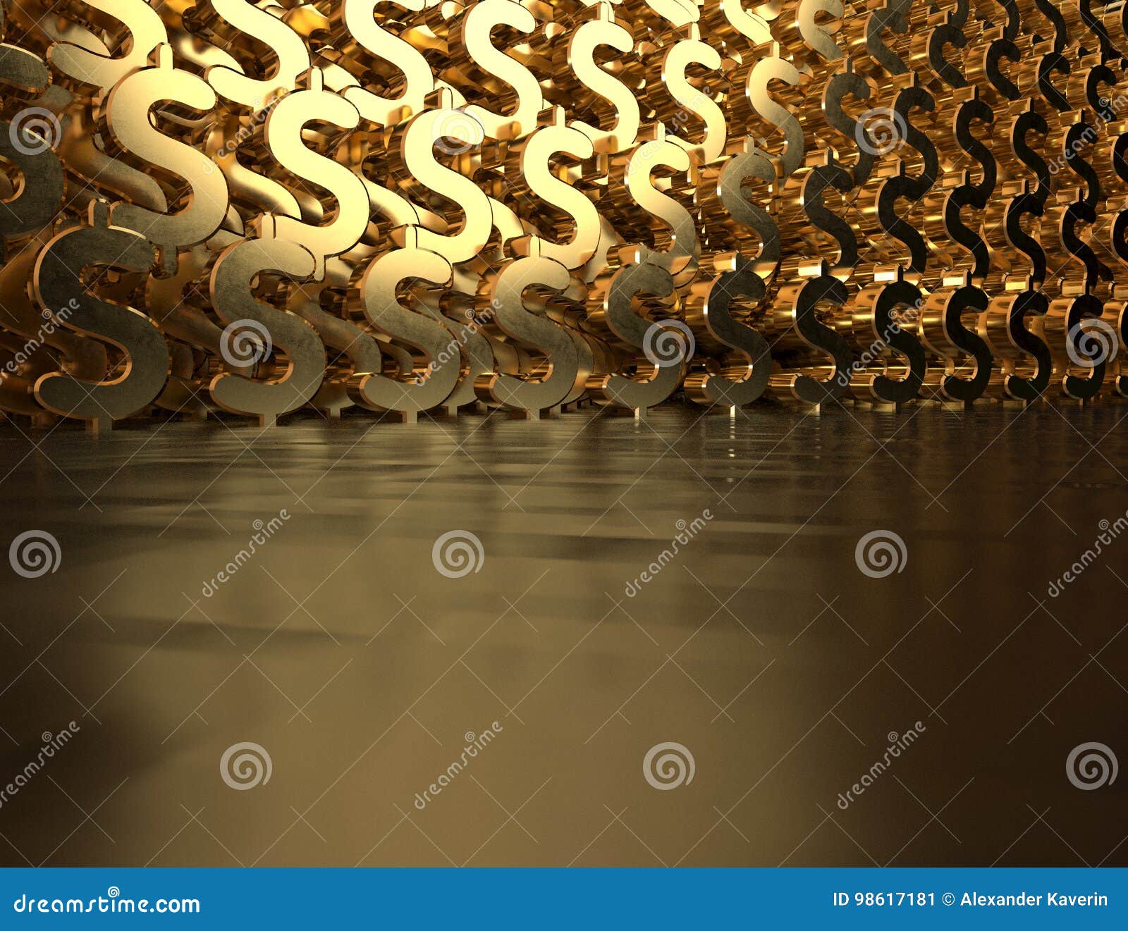 Abstract Background with Gold Dollar Symbols. 3d Illustration Stock ...