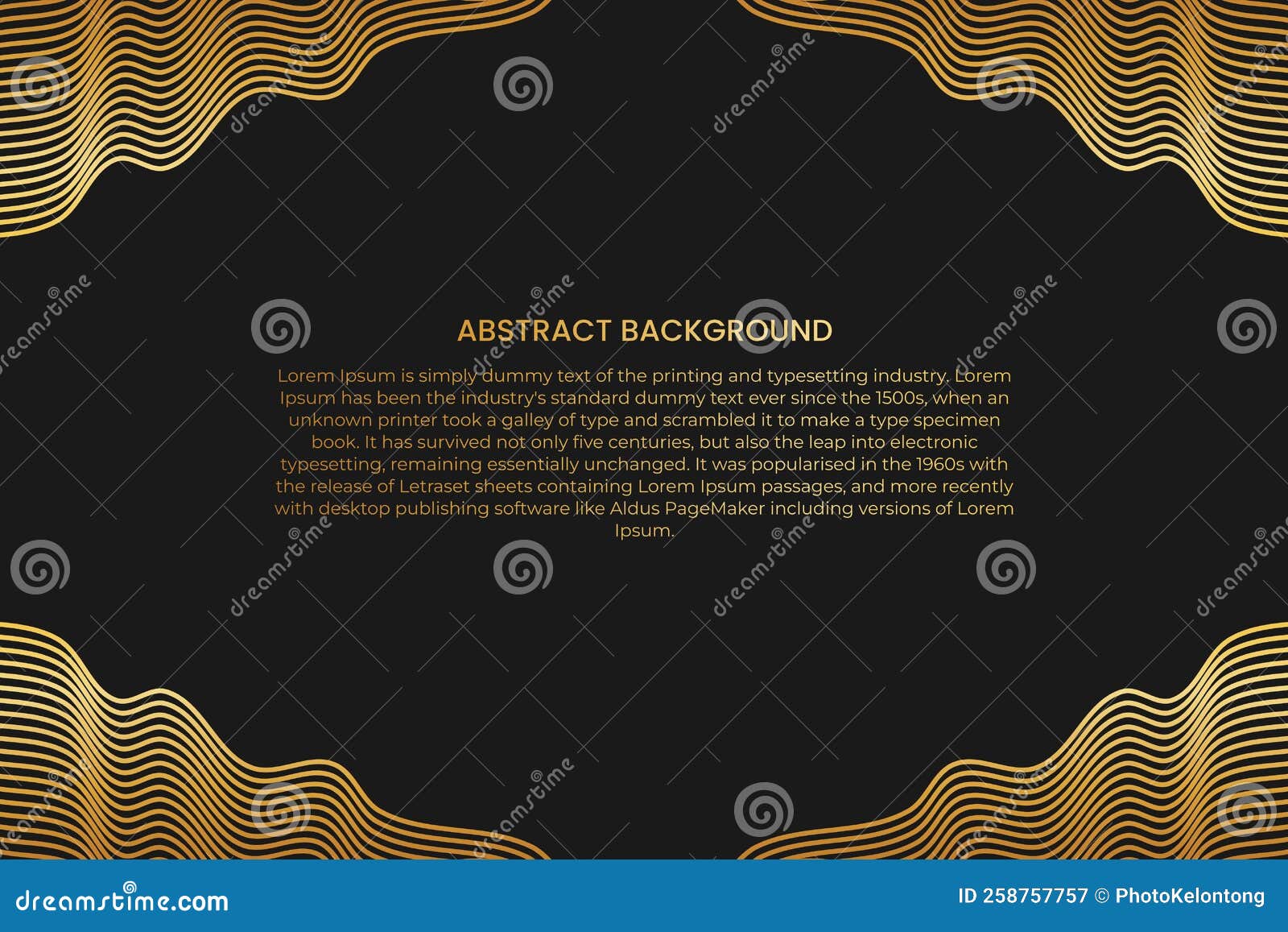 Abstract Background with Gold Line Wave. Luxury Style. Tech Pattern ...