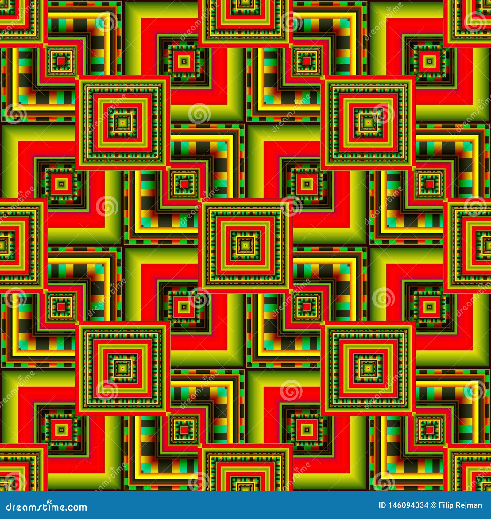 Abstract Background with Gold and Red Squares Stock Illustration ...