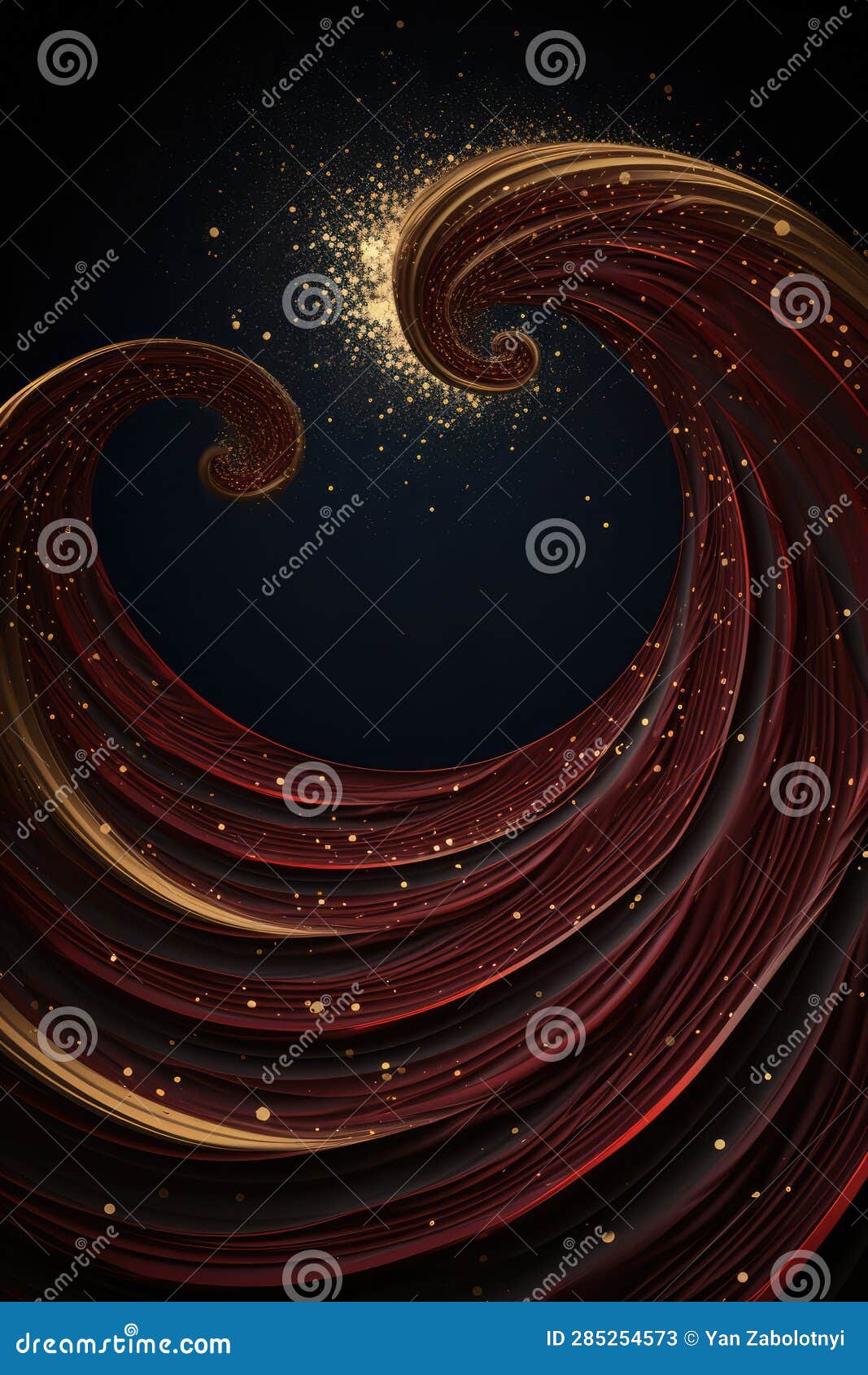 An Abstract Background with Gold and Red Swirls Stock Illustration ...