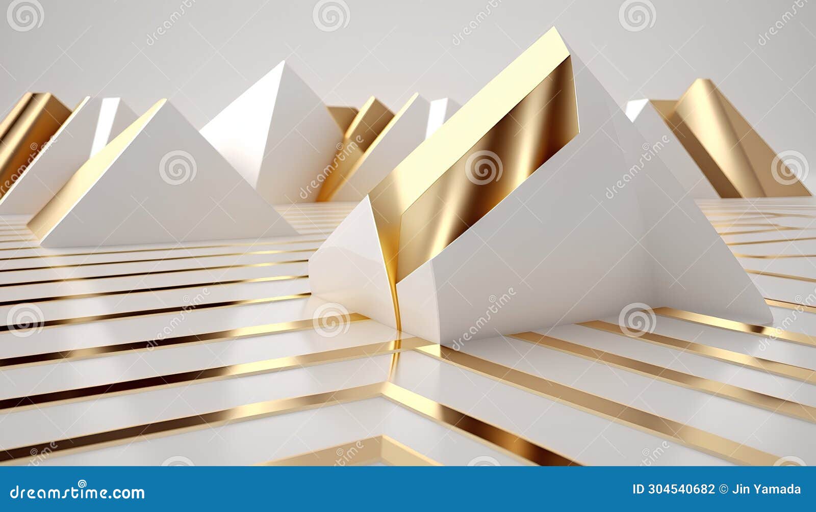 White Pyramids Are Floating Spirally 3D Render Stock Photo ...