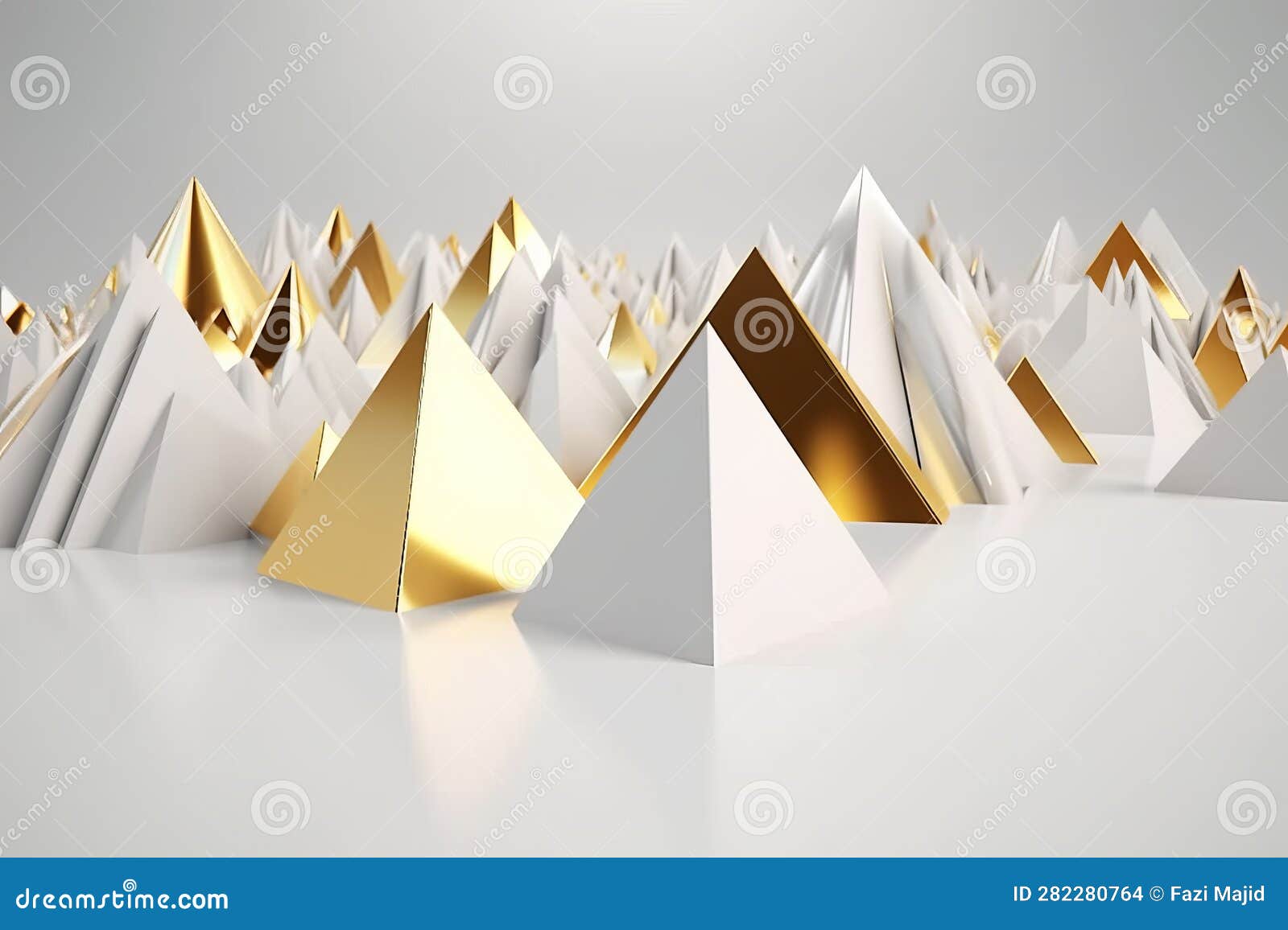 White Pyramids Are Flying Spirally 3D Rendering Royalty-Free Stock ...