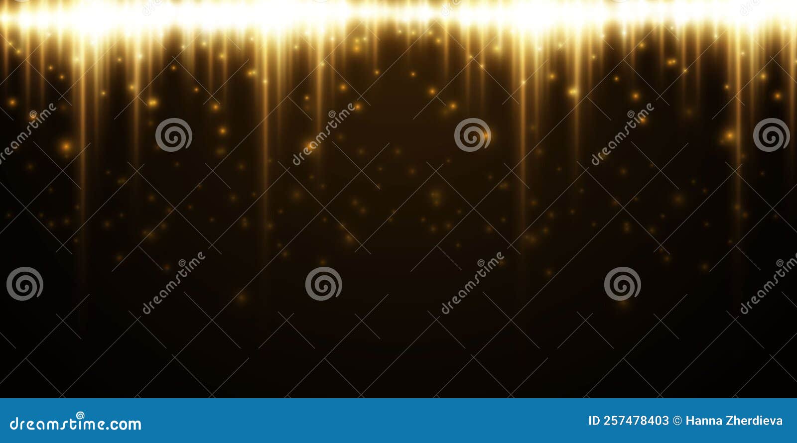 Abstract Background. Golden Beams of Light with Glowing Magic Dust ...
